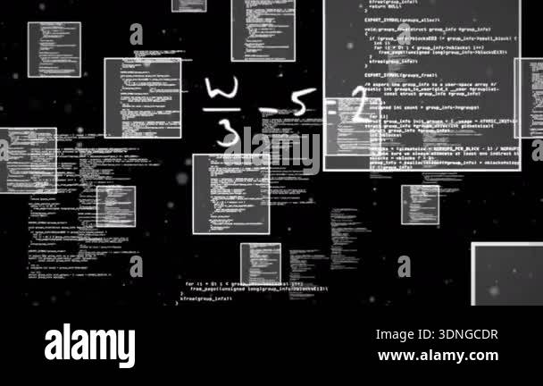 With void appearing, code windows drifting and equations animating ...