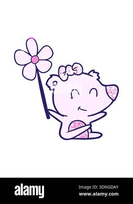 power up animation of female polar bear cartoon with flower Stock Video ...