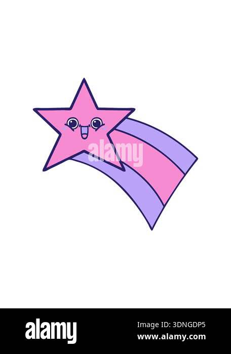 attention grabbing animation of a cute cartoon of a shooting rainbow ...
