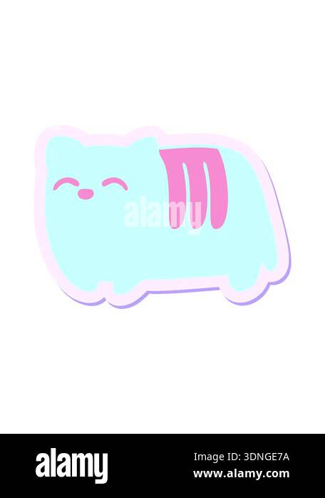 bob and pause animation of loaf cat sticker Stock Video Footage - Alamy