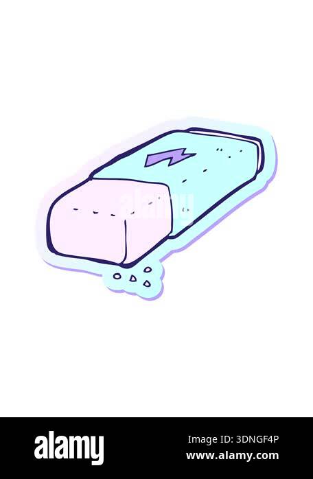 shaking motion animation of sticker of a cartoon pencil eraser Stock ...