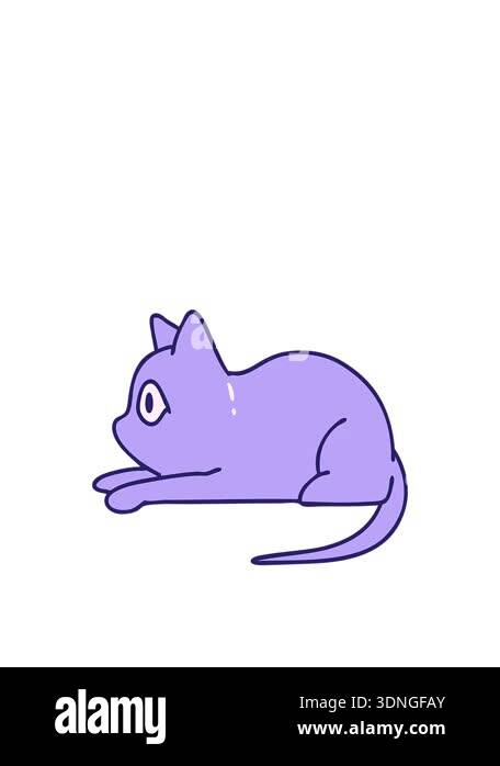 stretching up animation of cartoon cat staring at something of interest ...