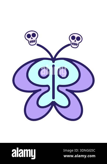 spinning skulls animation of simple and cute butterfly drawing Stock ...