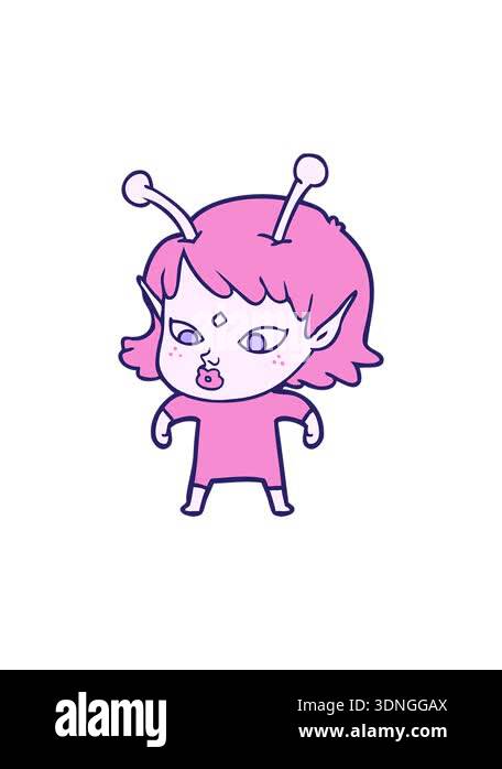attention grabbing animation of pretty cartoon alien girl Stock Video ...
