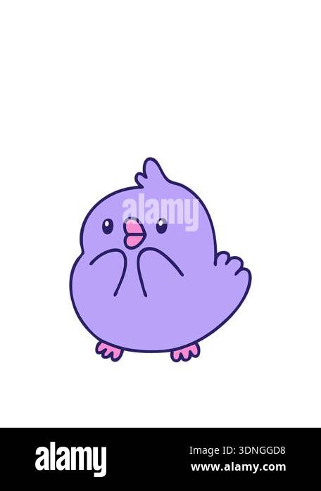 stretching up animation of cartoon of a cute baby bird looking ...