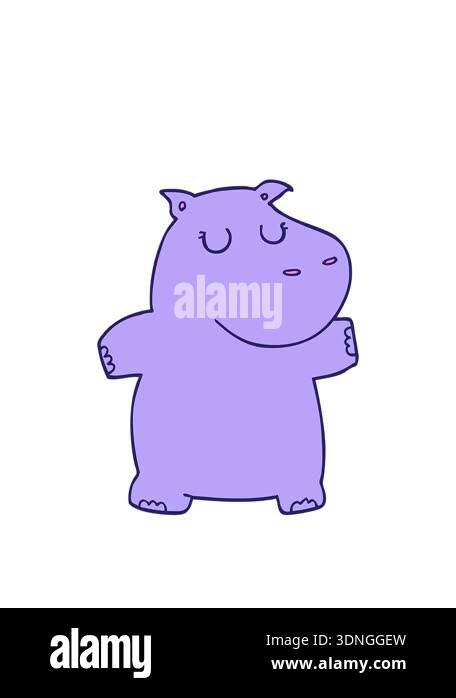 stretching up animation of cartoon drawing of a hippo Stock Video ...