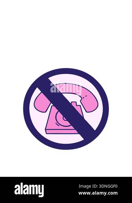 stretching up animation of cartoon of a no phones allowed sign Stock ...
