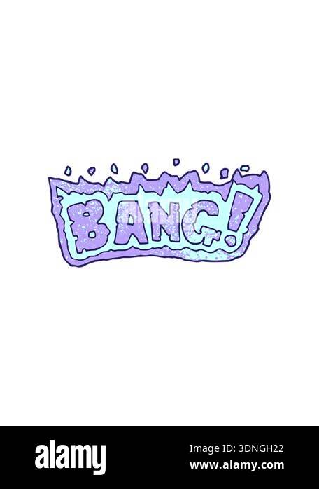 popping motion animation of cartoon doodle word bang Stock Video ...