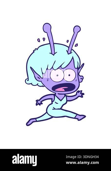 bob and pause animation of cartoon shocked alien girl Stock Video ...