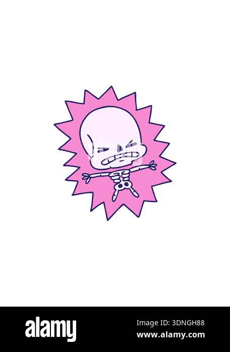 radioactive glowing animation of freehand drawn cartoon of scary ...