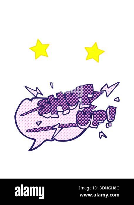 spinning stars animation of freehand drawn comic book speech bubble ...