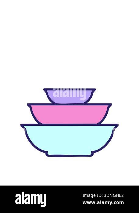 stretching up animation of stack of ceramic cooking bowls Stock Video ...