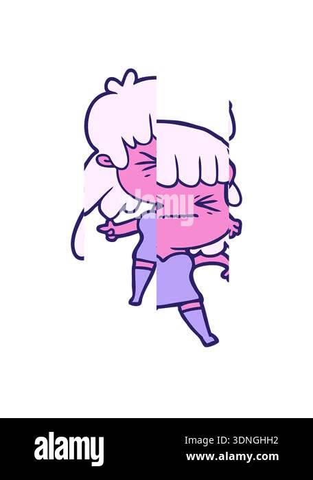 splitting motion animation of neon color cartoon of woman Stock Video ...