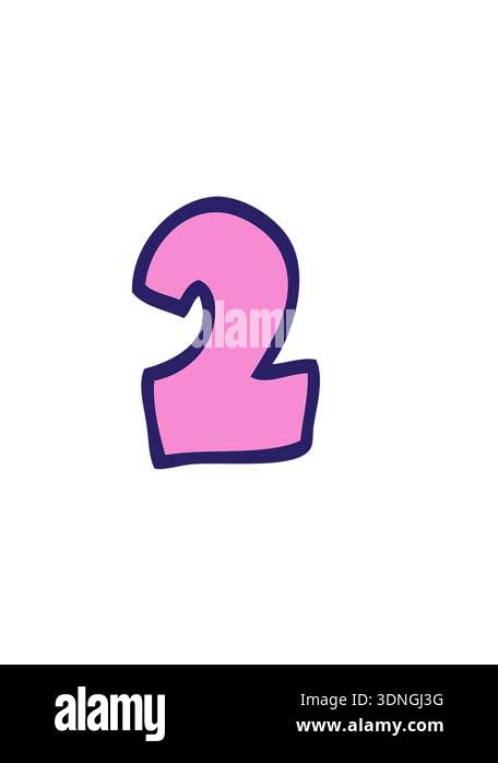 horizontally vibrating animation of cartoon doodle number 2 Stock Video ...