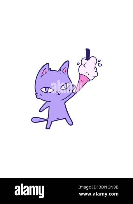 radioactive glowing animation of cartoon cat staring doodle Stock Video ...