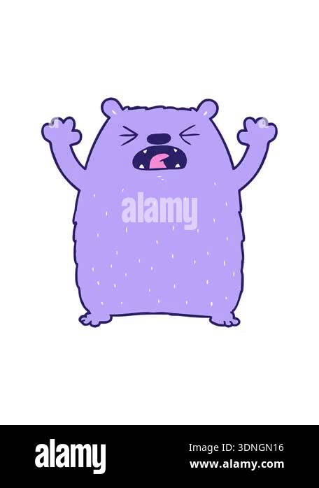 shivering motion animation of neon bear cartoon character Stock Video ...