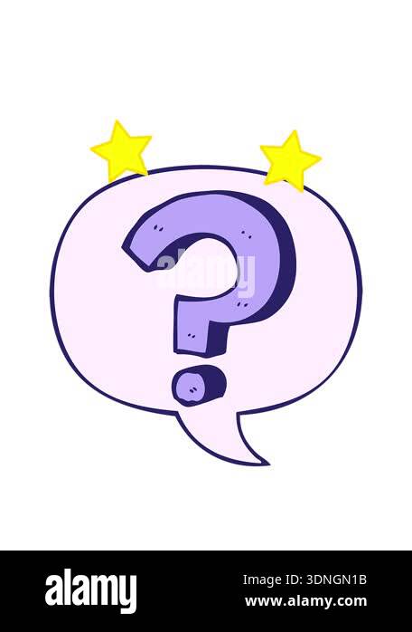 spinning stars animation of cartoon question mark with speech bubble ...