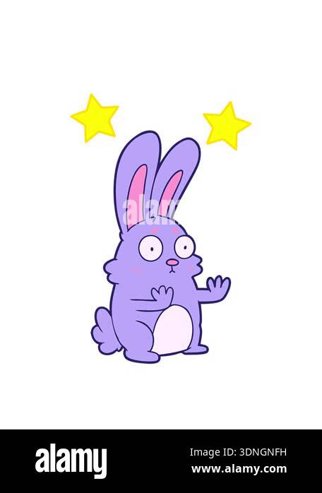 spinning stars animation of a cartoon scared rabbit Stock Video Footage ...