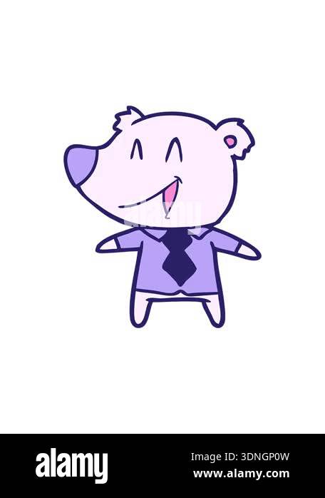 spinning motion animation of polar bear wearing shirt and tie cartoon ...