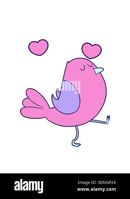 spinning hearts animation of retro Cartoon Bird Stock Video Footage - Alamy