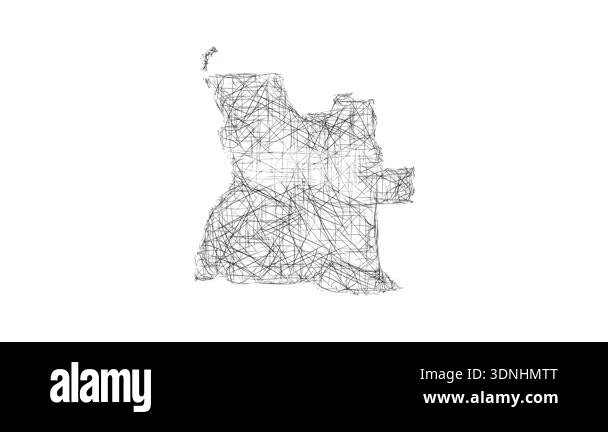 Sketch style minimal Angola outline map animation - smooth progressive ...