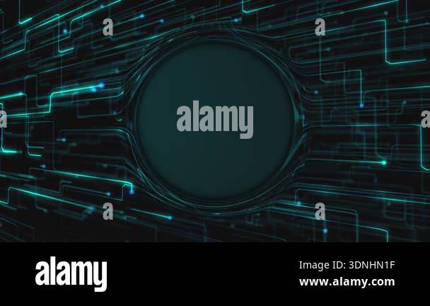 Futuristic 3D circuit board background with streaming nodes of digital ...
