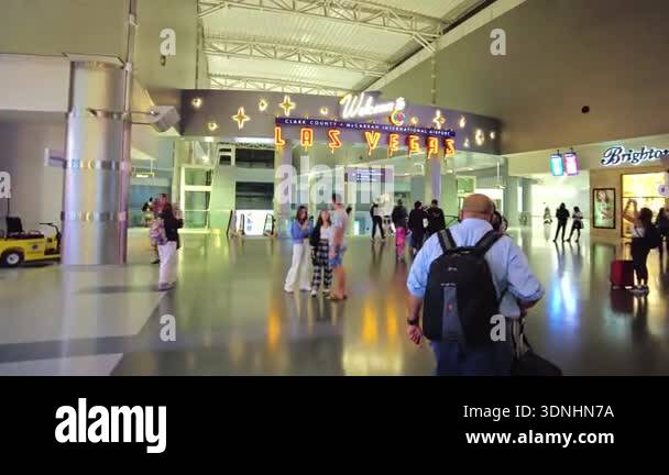 Beautiful view of Welcome to Las Vegas sign inside airport terminal ...