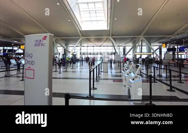 Beautiful interior view of JFK Airport departure hall where passengers ...