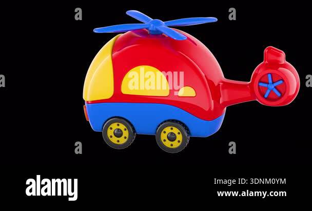 Colorful toy helicopter car rotation animation seamlessly loopable. 3D ...