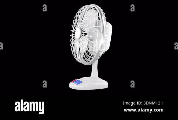 Desk electric fan rotation animation seamlessly loopable. 3D rendering ...