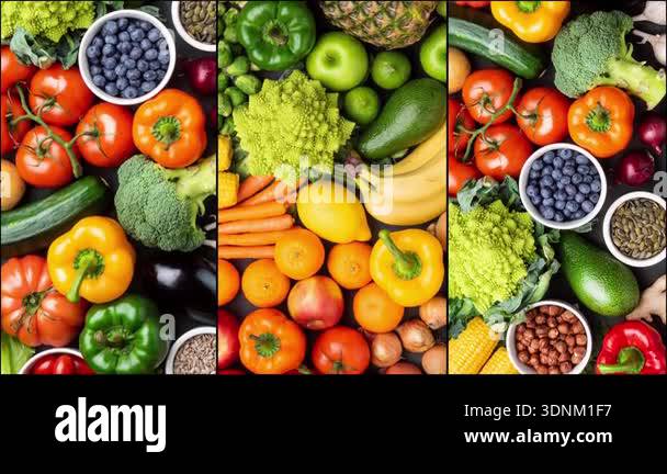 Healthy eating ingredients: fresh vegetables, fruits and superfood ...