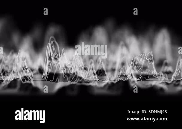 Audio white waveform digital motion loop background. Abstract music ...