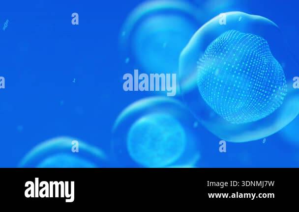 Blue digital cell structures abstract background. Cyber biotechnology ...