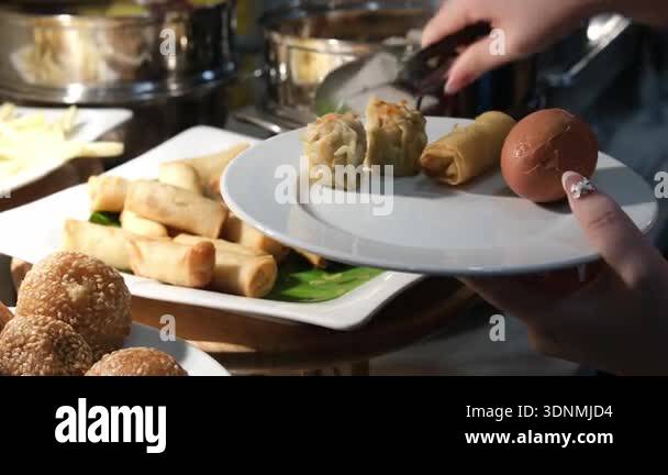 Buffet fried spring rolls Vietnam plate food restaurant All inclusive ...