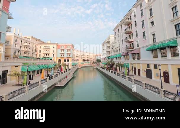 Doha, Qatar - 19th january, 2026: Qanat Quartier timelapse showing ...