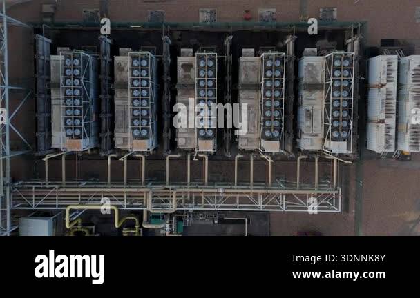 Sweeping aerial drone view of Staythorpe Power Station, a major CCGT ...