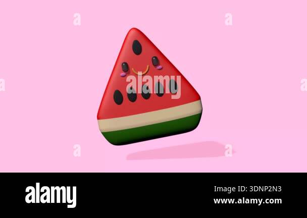 Watermelon character. 3D animation. Watermelon icon, summer. Summer ...