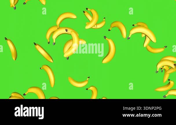 Rain of bananas behind the green screen. 3D animation Stock Video ...