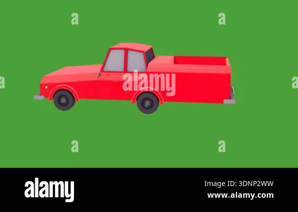Low poly red car spinning. 3D animation. Green screen Stock Video ...