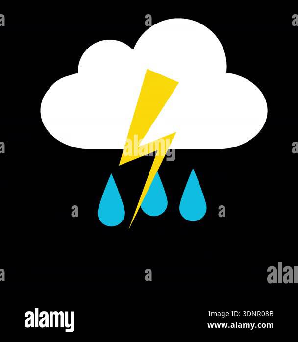 Animated thunderstorm weather icon with looped animation for UI, mobile ...