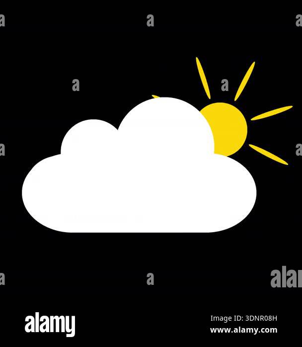 Animated partly cloudy weather icon with looped animation for UI ...