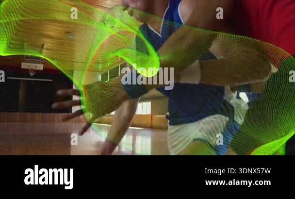 Basketball player dribbling crossover after defender poking ball ...