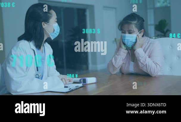 Doctor placing pulse oximeter while patient describing headache with ...