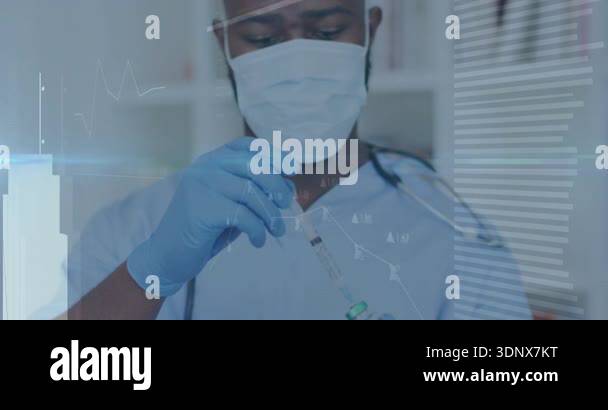 Nurse inserting syringe into vial, drawing medication and checking ...