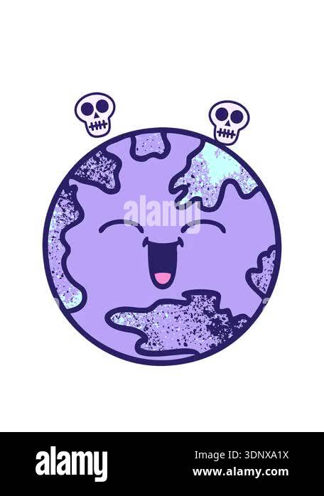 spinning skulls animation of cartoon of a planet earth Stock Video ...