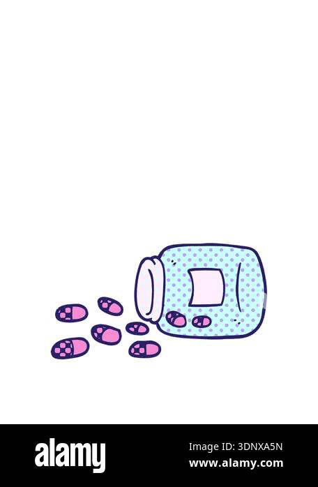 stretching up animation of comic book style cartoon jar of pills Stock ...