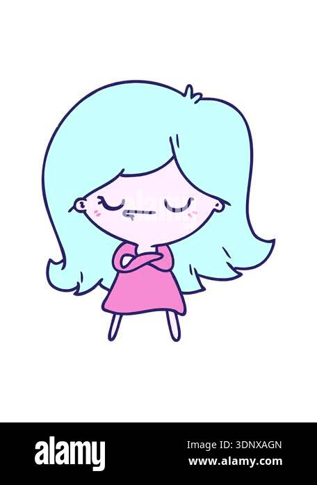 vibrating motion animation of freehand drawn cartoon of kawaii girl ...