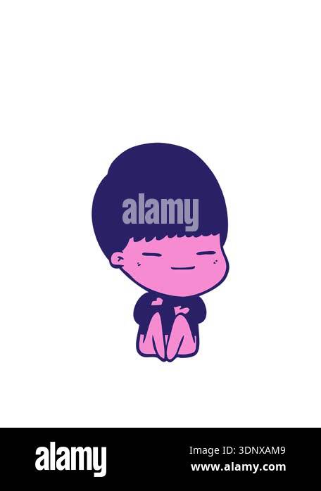 stretching up animation of cartoon smug boy Stock Video Footage - Alamy