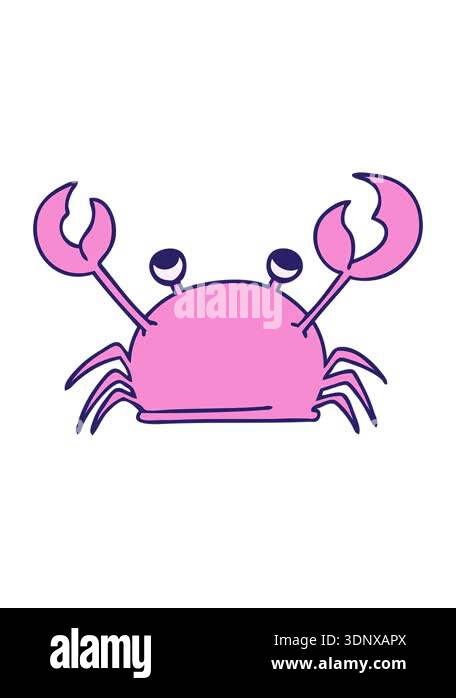 shaking motion animation of hand drawn quirky cartoon happy crab Stock ...