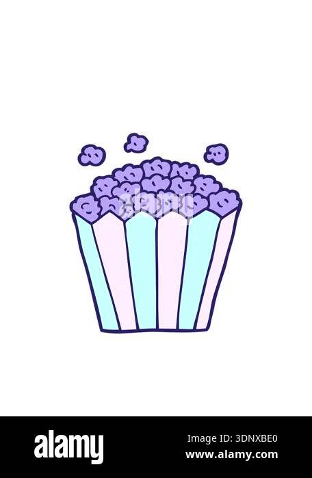 bobbing motion animation of a cartoon doodle cinema popcorn Stock Video ...